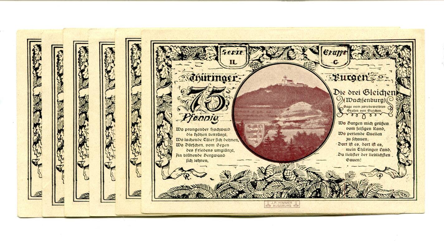 Thüringen 6x75 Pfg. 15.6.1921-31.12.1921 Kahla, I/I- | MA-Shops