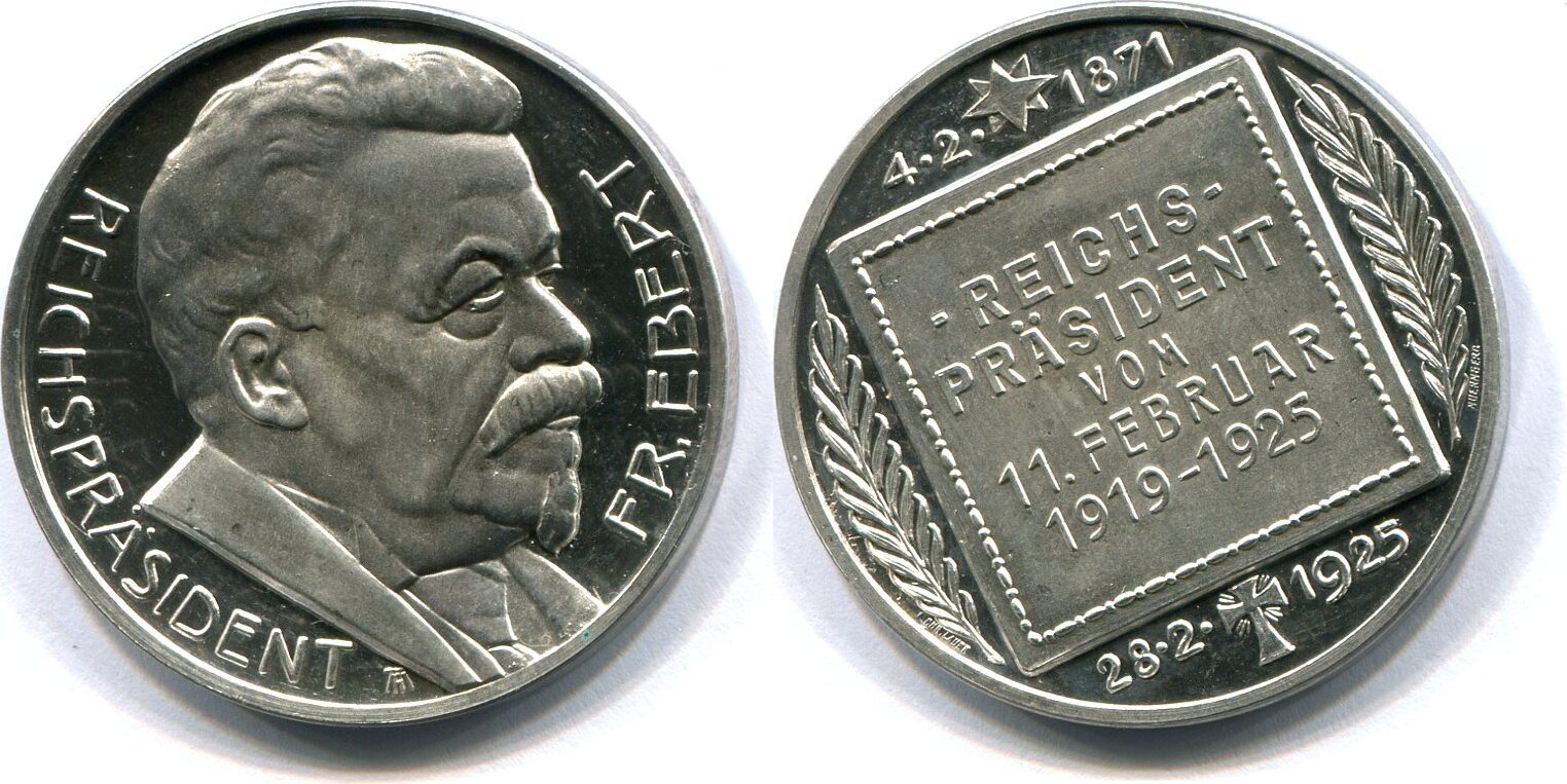 Deutschland, Ag.Medaille 1925 Friedrich Ebert 1871-1925 auf seinen Tod ...