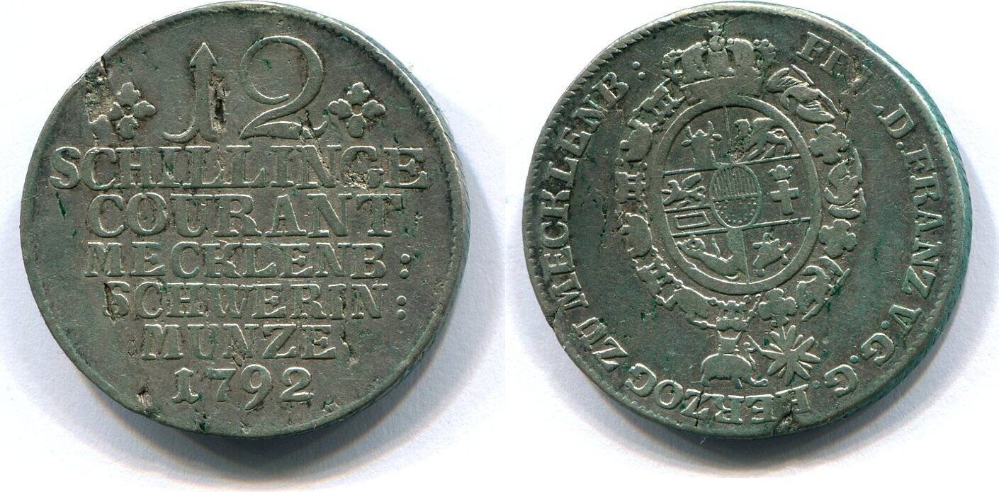 Mecklenburg Schwerin, 12 Schilling 1792 Friedrich Franz I. 1785-1837, ss | MA-Shops