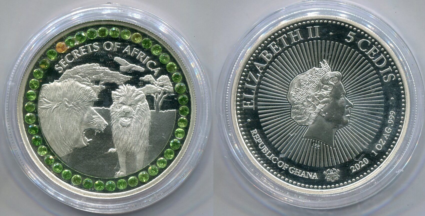 Ghana 5 Cedis 2020 ~ Secrets of Africa - mit 42 Tsavorite - nur 444 ...