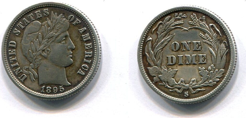 USA, One Dime(10 Cent) 1895s Barber One Dime, ss/vz | MA-Shops
