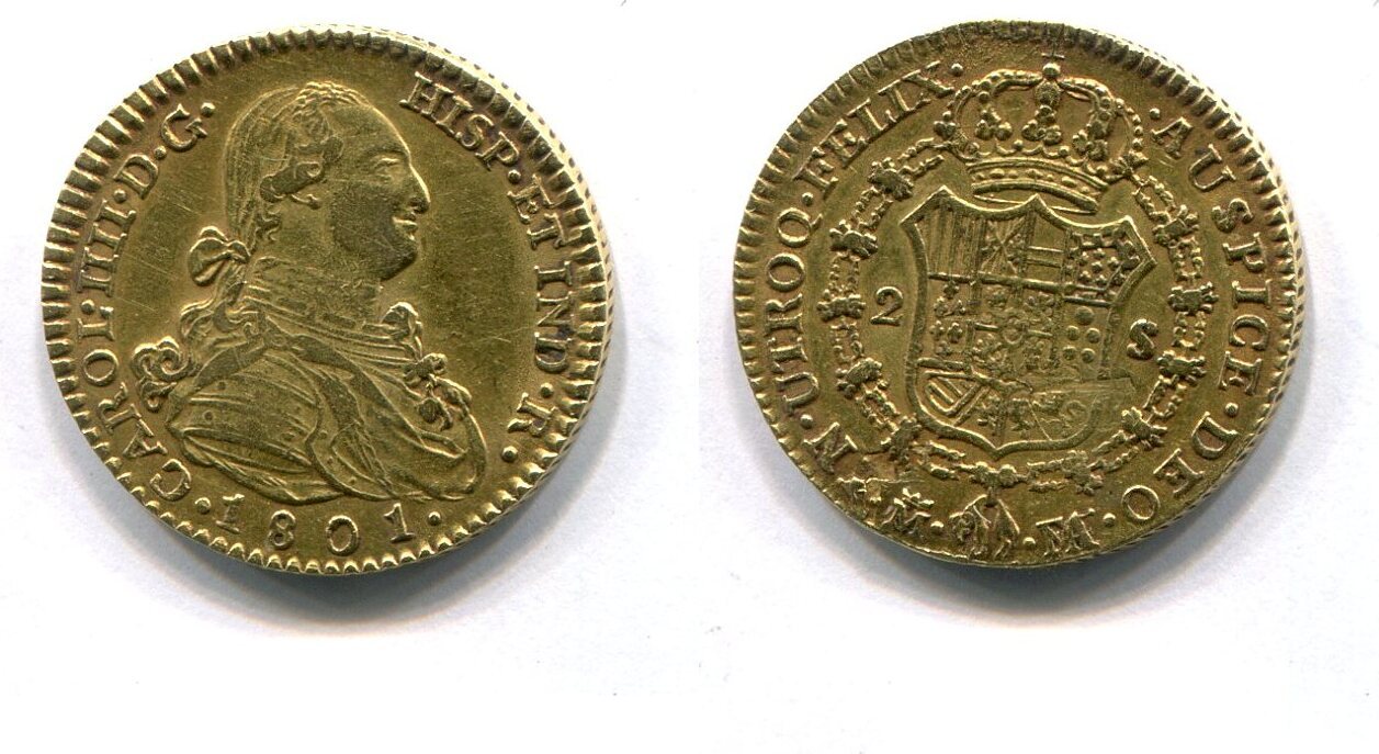 Spanien, 2 Escudos 1801FA Karl IV.1788-1808, ss | MA-Shops