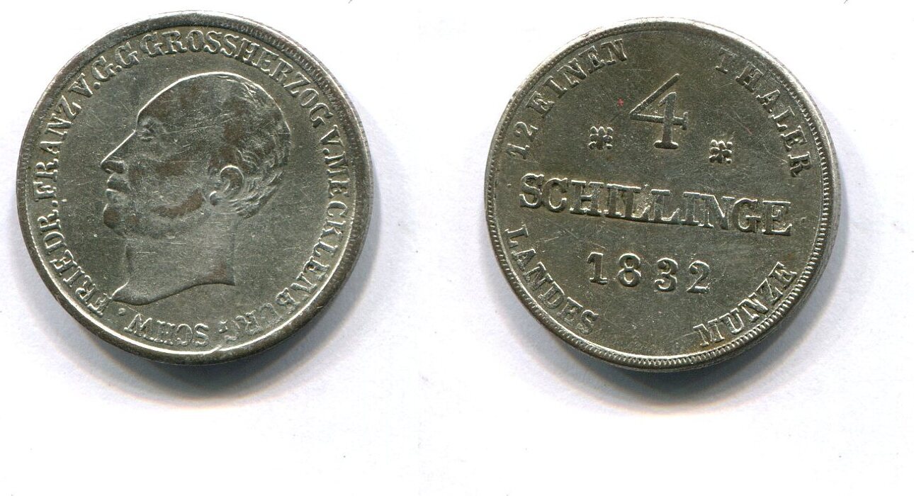 Mecklenburg Schwerin, 4 Schilling 1832 Friedrich Franz I-1785-1837, ss/vz | MA-Shops