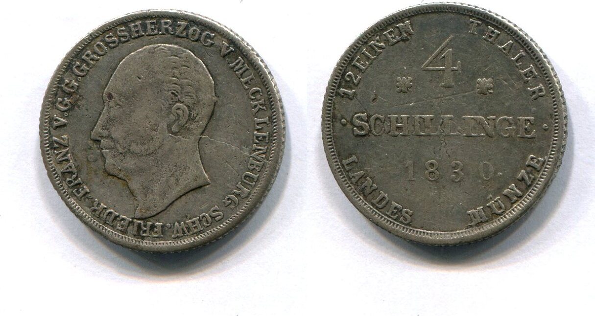 Mecklenburg Schwerin, 4 Schilling 1830 Friedrich Franz I-1785-1837, ss | MA-Shops