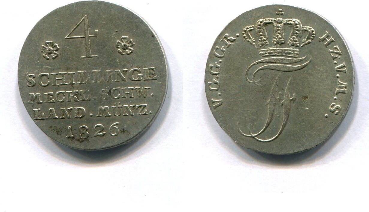 Mecklenburg Schwerin, 4 Schilling 1826 Friedrich Franz I-1785-1837, vz | MA-Shops