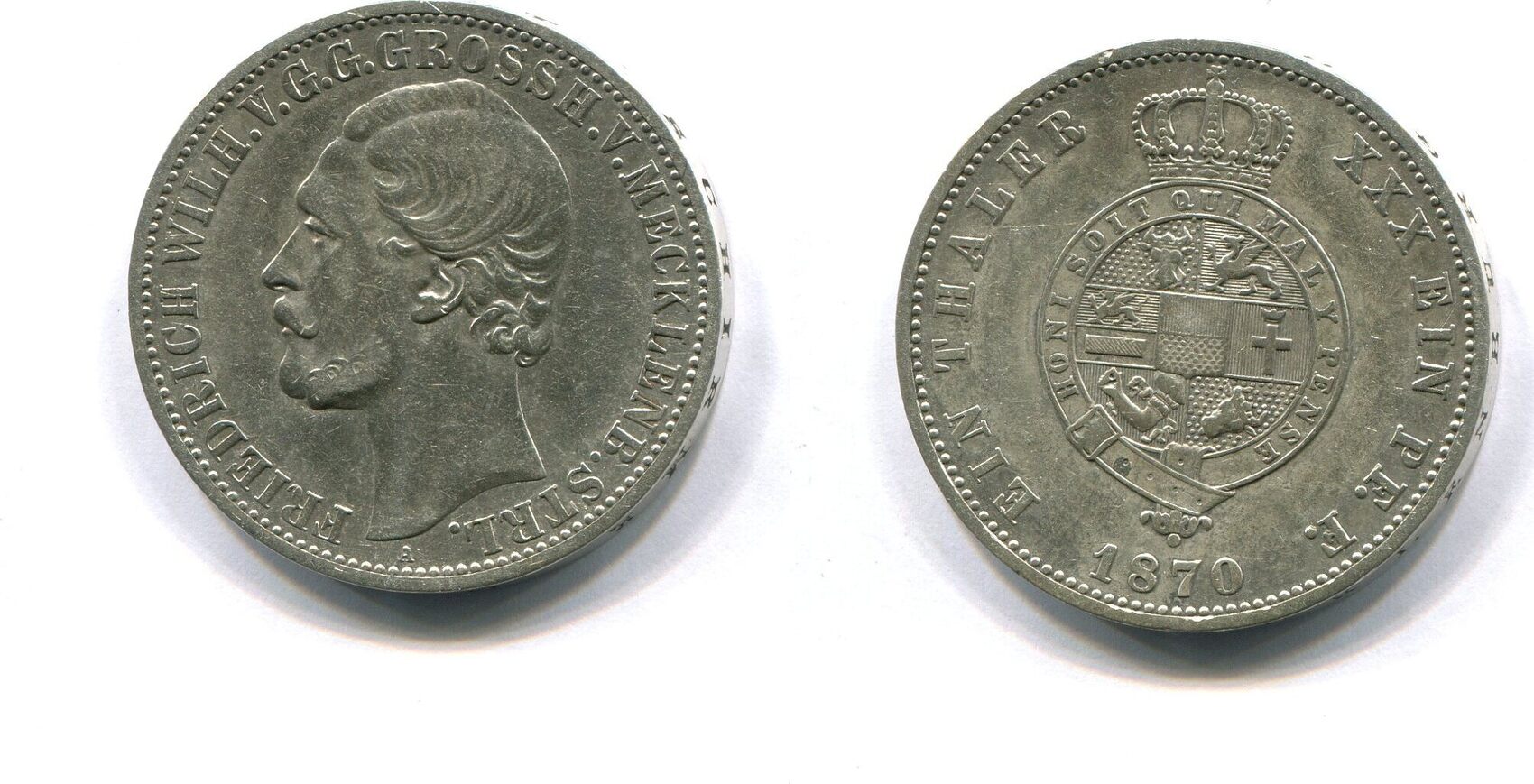 Mecklenburg Strelitz, Taler 1870A Friedrich Wilhelm 1860-1904, ss/vz ...