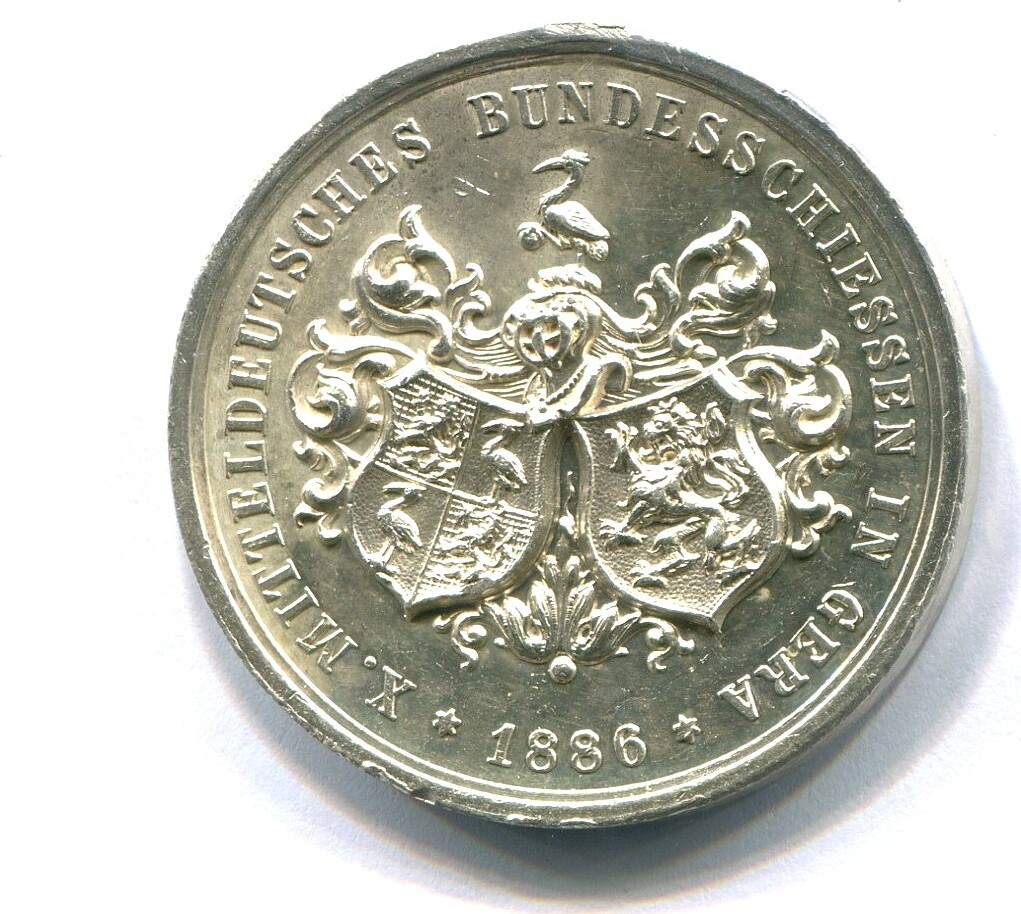 Reuss-Gera, Silber Medaille 1886 Heinrich XIV.-10. Mitteldeutsches ...