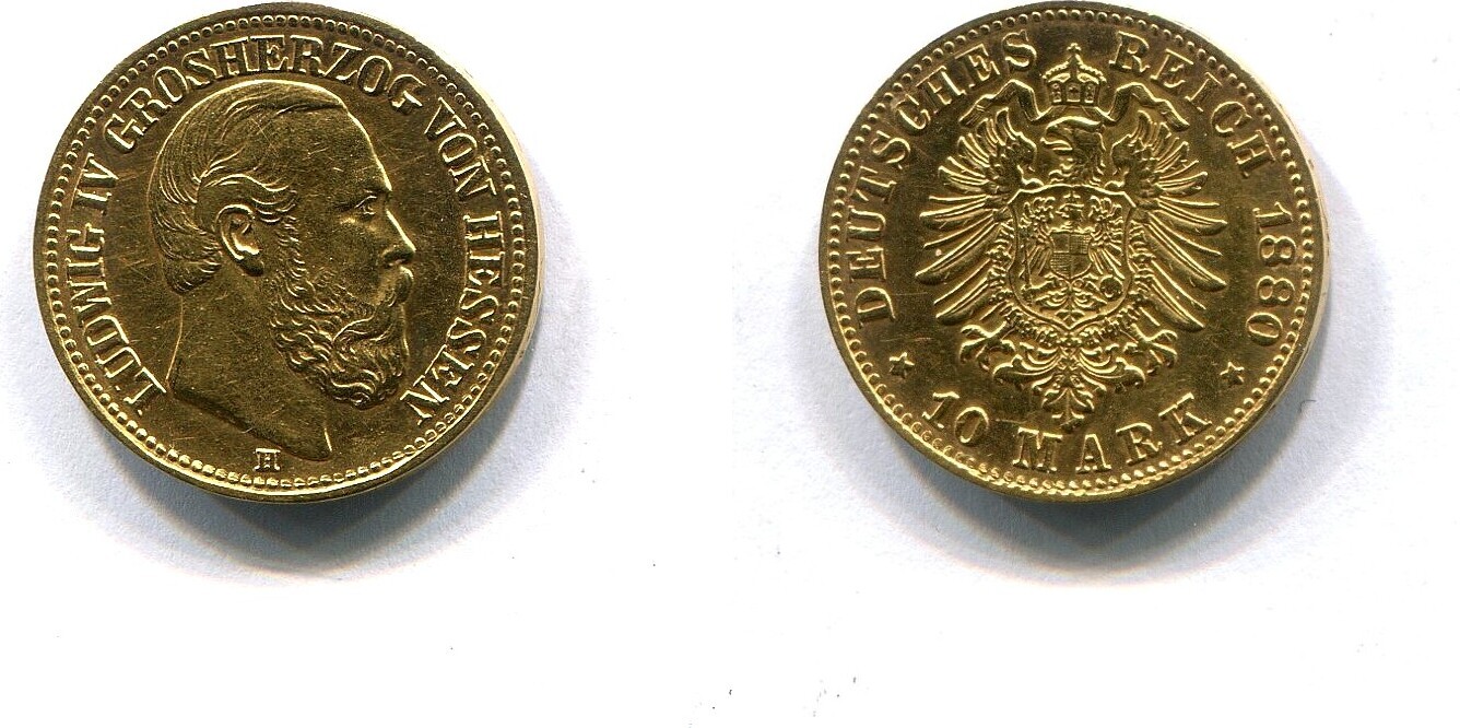 Hessen, 10 Mark 1880H Ludwig IV.1877-1892, ss | MA-Shops