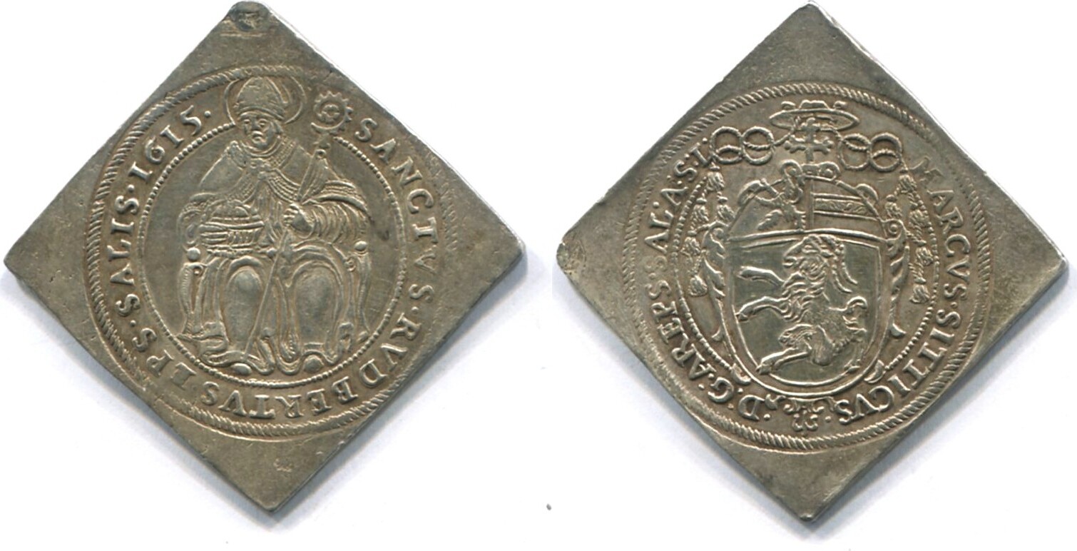 Salzburg, 1/2 Taler-Klippe 1615 Marcus Sitticus von Hohenems 1612-1619 ...