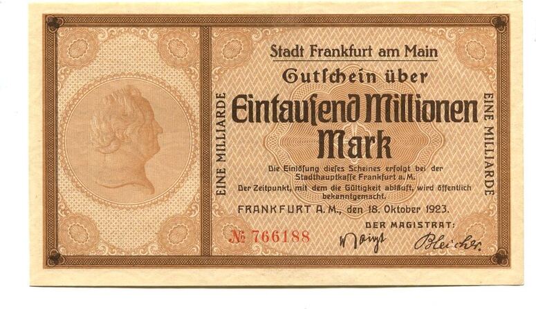 Hessen-Nassau 1 Md. Mark 18.10.1923 Frankfurt a.M., unz | MA-Shops