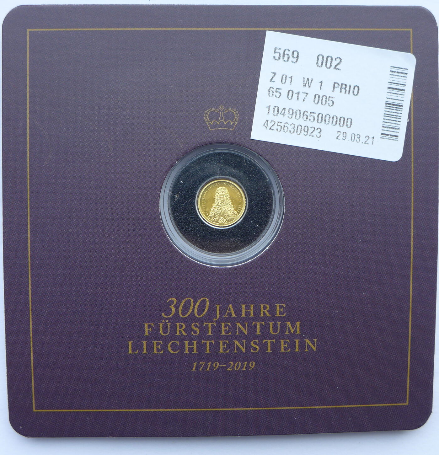Liechtentein 10 Franken 2019 300 Jahre Fürstentum Liechtenstein 1719-2019 PP | MA-Shops