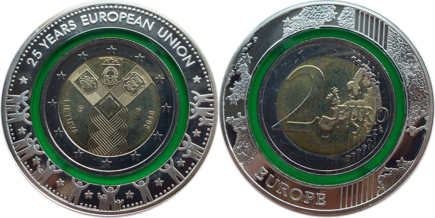 Litauen 2 Euro 2018 Polymer-Gedenkausgabe - 100 Jahre Unabhängigkeit st ...