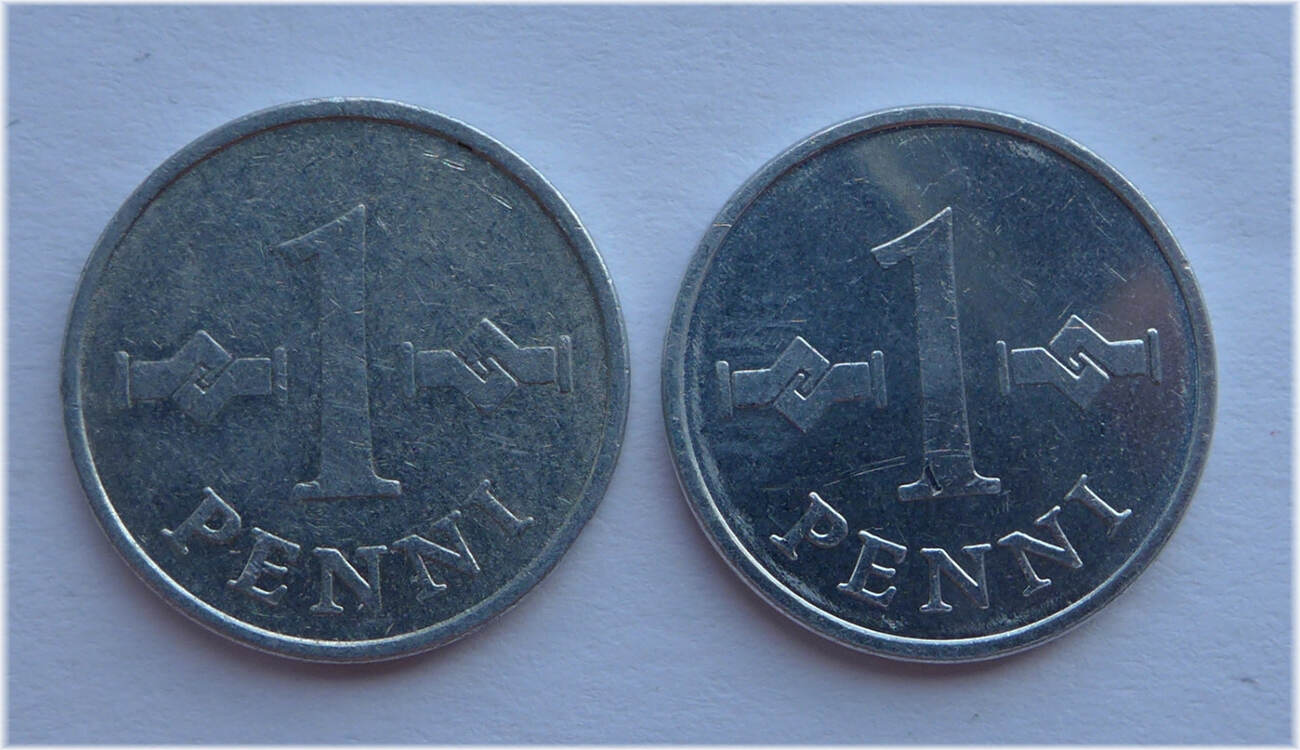 Finnland 1970/1972 2 x 1 Penni, Aluminium ss | MA-Shops