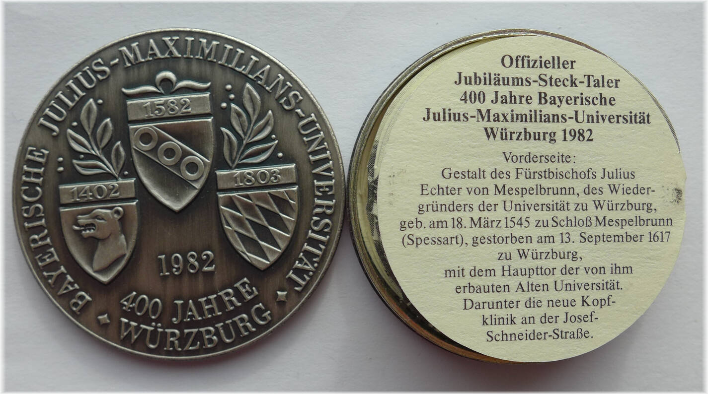 Deutschland Jubiläums-Steck-Taler 1982 400 Jahre Bayerische Julius ...