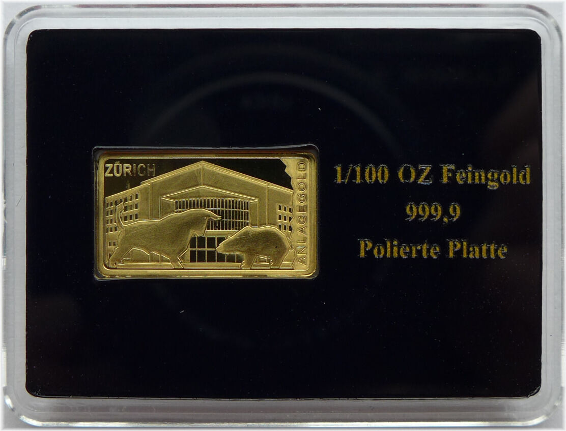 Schweiz Goldbarren Helvetic Mint Z rich Bull Bear 1 100 Oz Gold