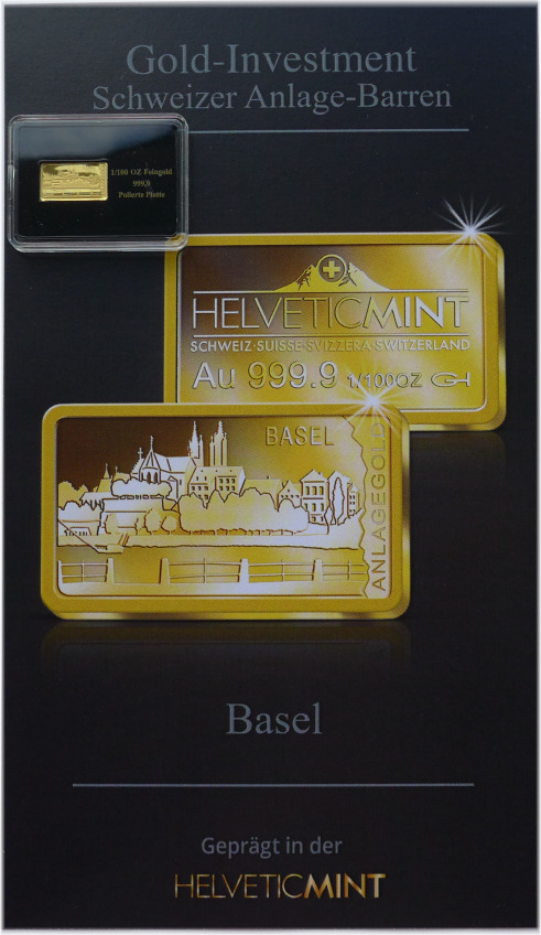 Schweiz Goldbarren Helvetic Mint - Basel - 1/100 Oz Gold PP, fleckig ...