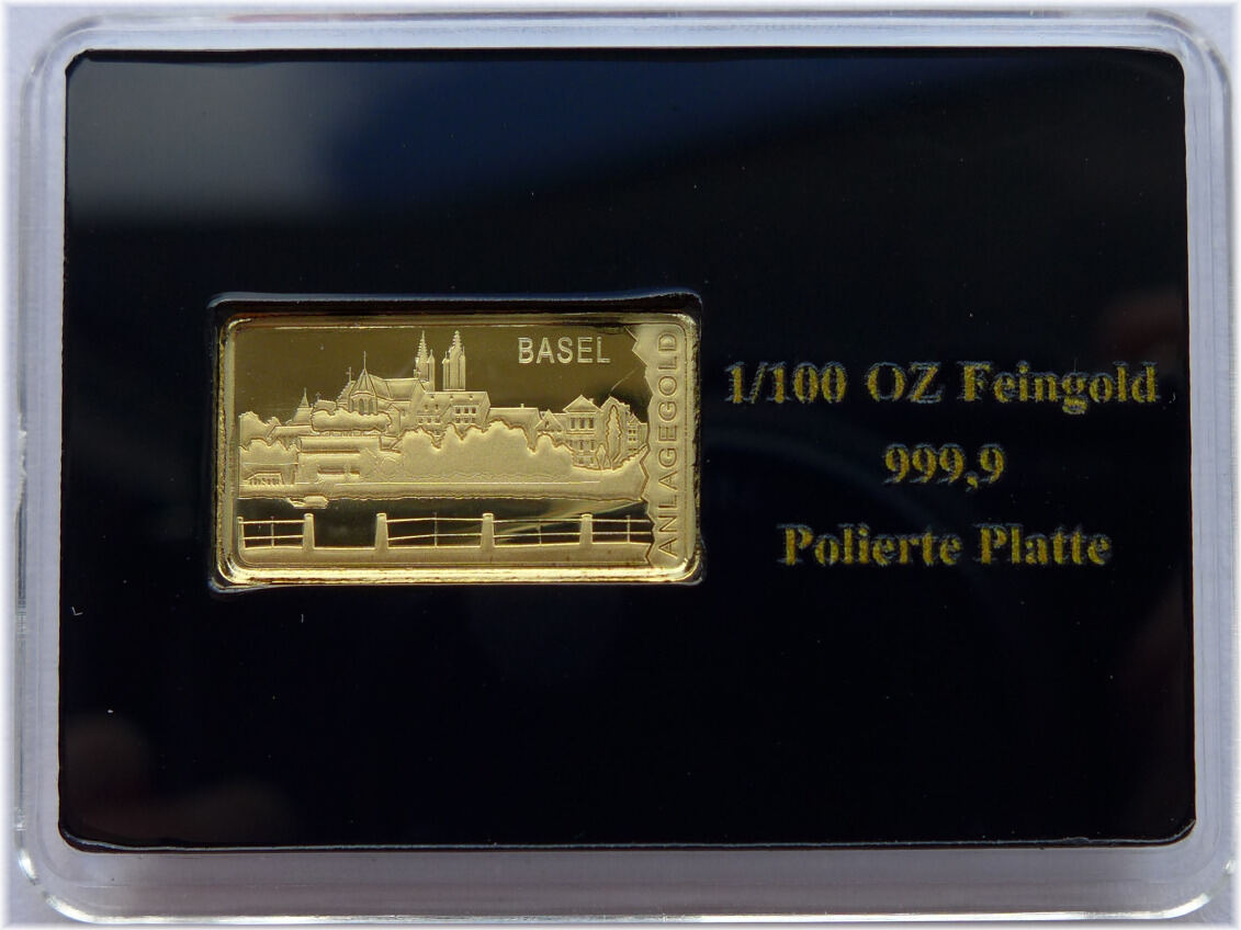 Schweiz Goldbarren Helvetic Mint - Basel - 1/100 Oz Gold PP, fleckig ...
