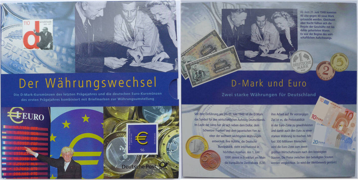 BRD KMS DM und Euro 2001/2002 Deutsche Post - Der Währungswechsel - st ...