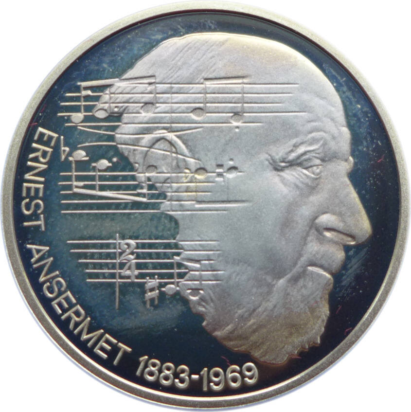 Schweiz 5 Franken 1983 100. Geburtstag von Ernest Ansermet PP, fleckig ...