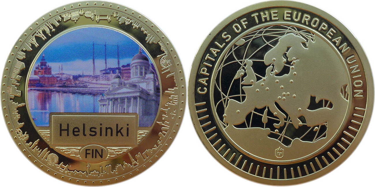 Europa/Finnland Medaille vergoldet 2020 Die Hauptstädte Europas - Helsinki - vergoldet PP ...