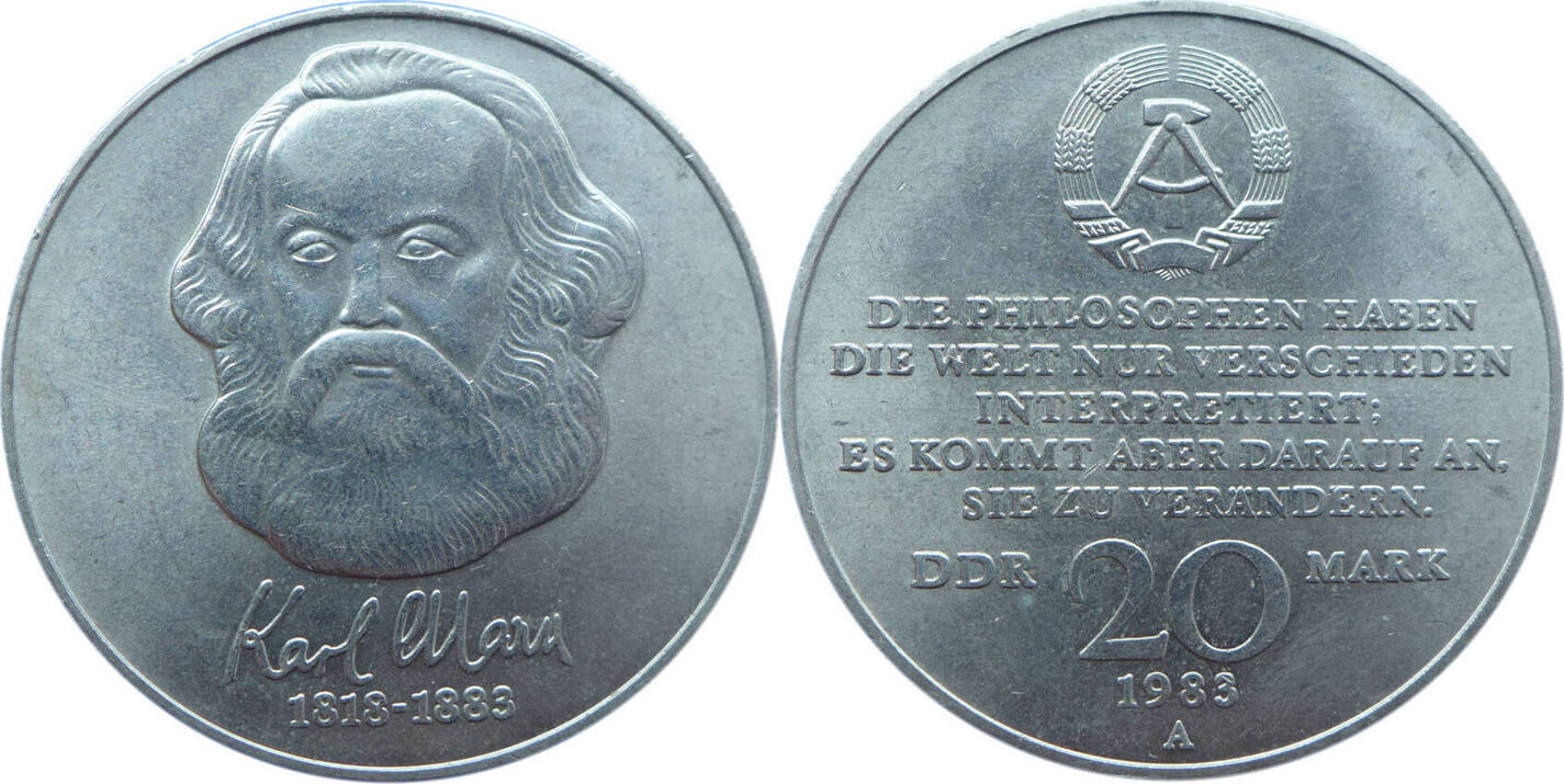 DDR 20 Mark 1983 A 100. Todestag von Karl Marx (1818-1883) ss+, kl ...