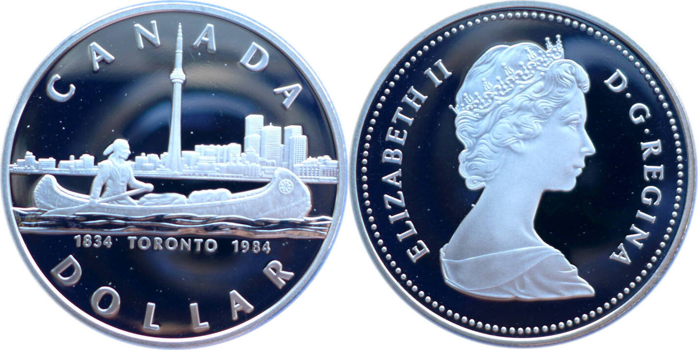 Kanada 1 Dollar 1984 150 Jahre Stadt Toronto PP, minimale Flecken | MA ...