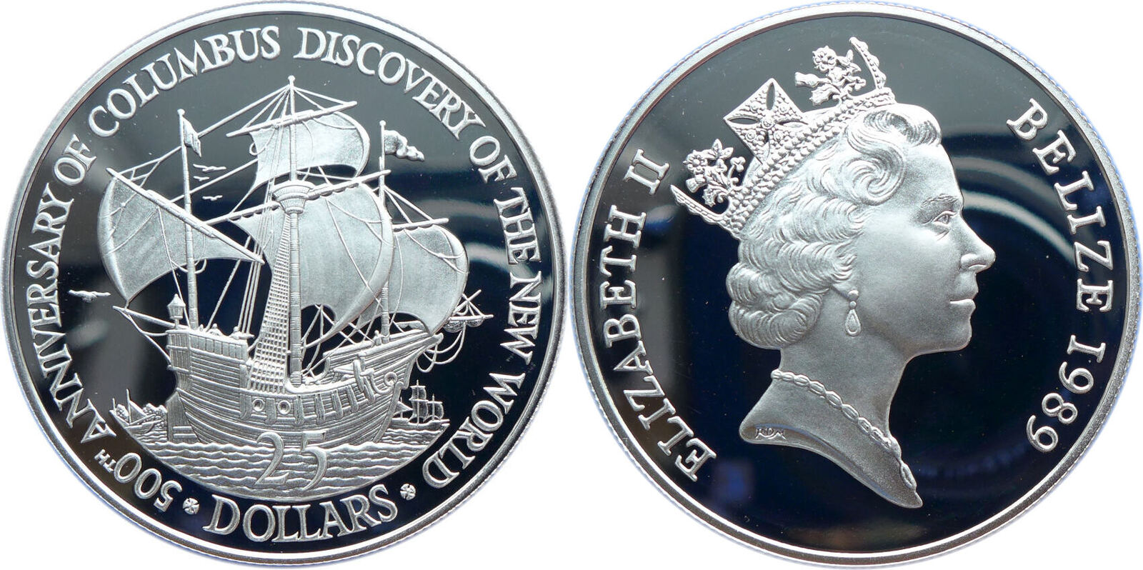 Belize 25 Dollars 1989 500. Jahrestag der Entdeckung der Neuen Welt ...