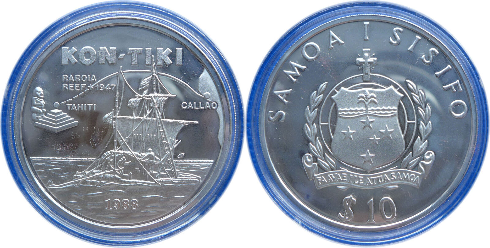 Samoa 10 Tala 1988 Thor Heyerdahls Expedition - Segelschiff Kon-Tiki PP ...