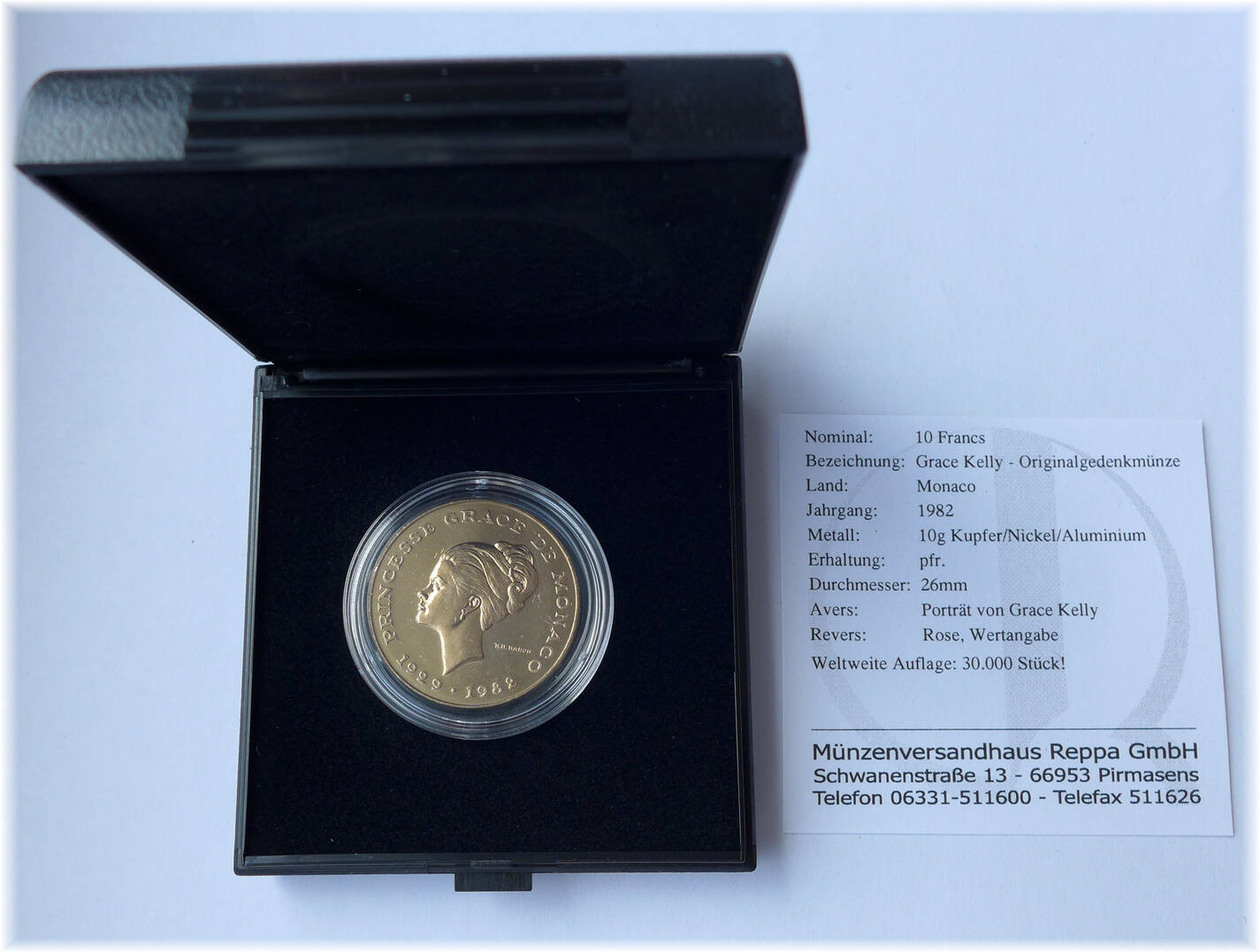 Monaco 10 Francs 1982 Grace Kelly - Gedenkmünze - ss+, kl. Kratzer | MA ...
