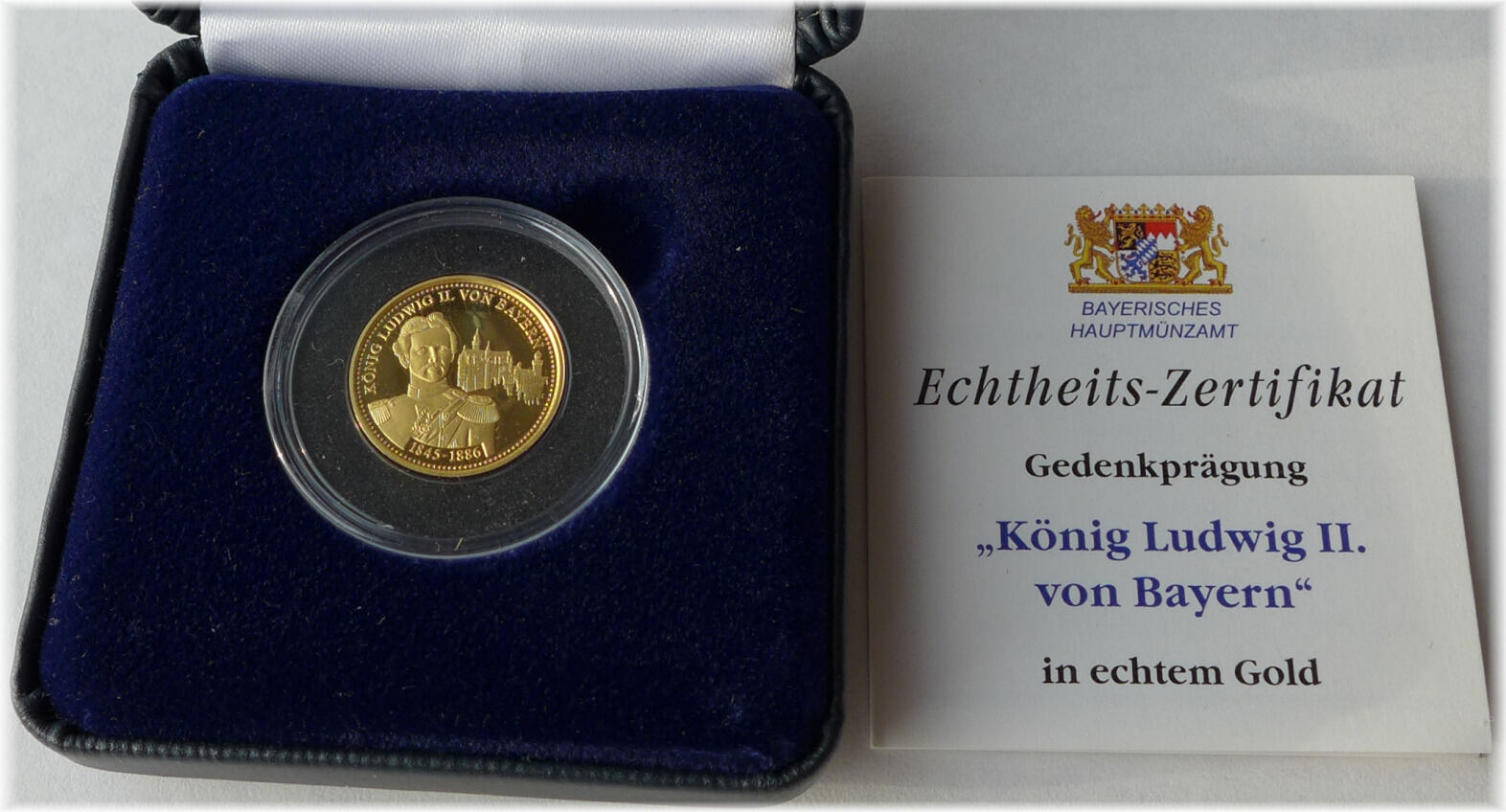 Deutschland Medaille Gold Gedenkprägung König Ludwig II. von Bayern ...