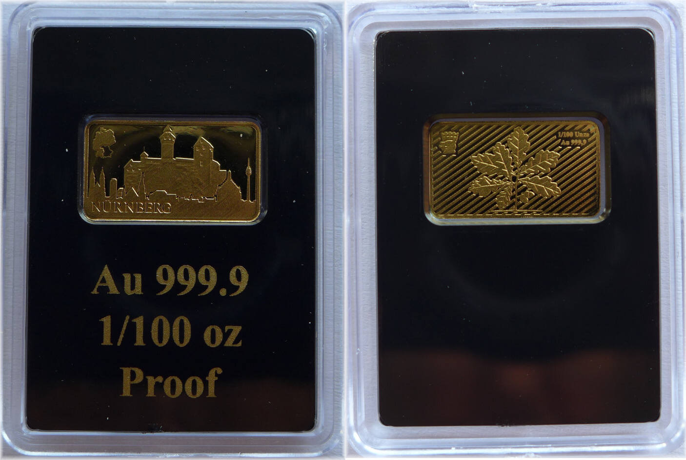 Deutschland Goldbarren Nürnberg Kaiserburg 1/100 Oz Gold PP | MA-Shops