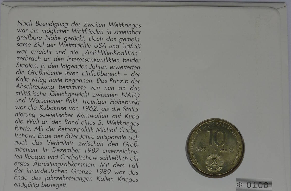 DDR 10 Mark 1975 A Numisbrief - Warschauer Vertrag - Ende des Kalten Krieges st | MA-Shops
