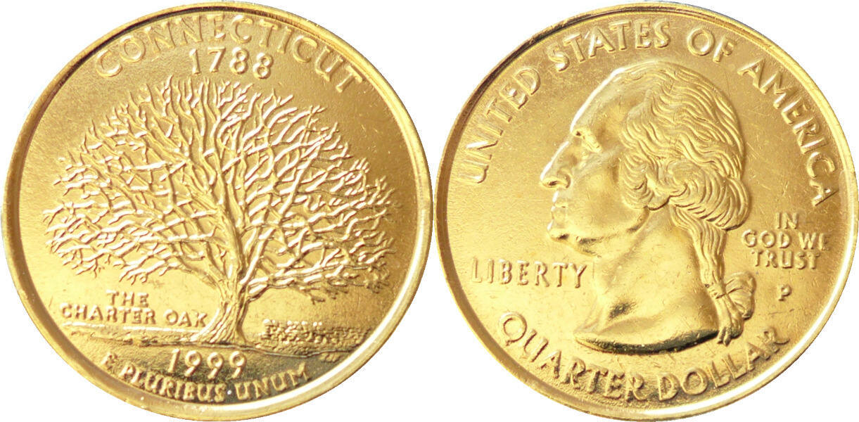 1999 Die offiziellen Quarter-Dollars der USA -Conneticut 1788- unc | MA ...