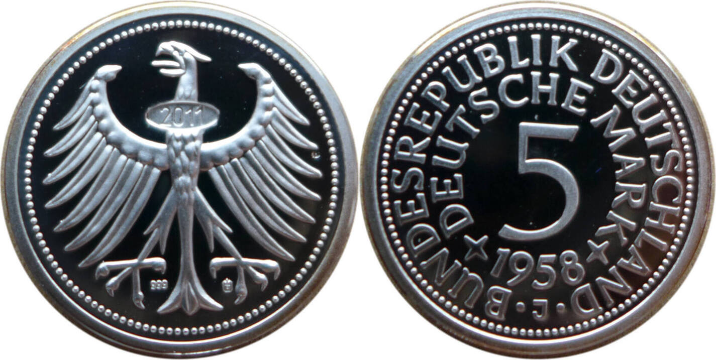 Deutschland Nachprägung 5 DM 1958-J 2011 Replik - Das Deutsche Geld in ...