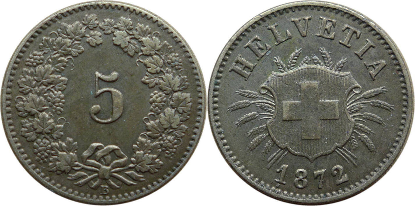 5 Rappen 1872 B Schweizerische Eidgenossenschaft (1917 - 1967) ss-vz | MA-Shops