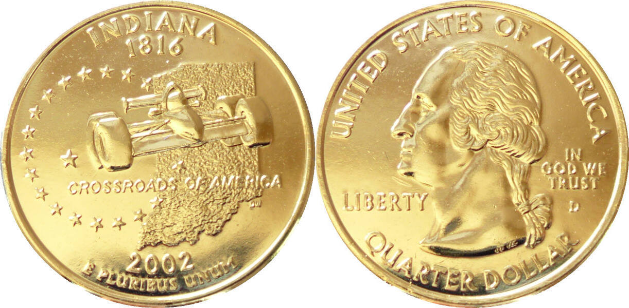 2002 Die offiziellen Quarter-Dollars der USA -Indiana 1816- unc | MA-Shops