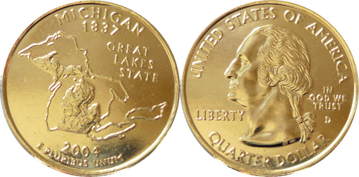 2004 Die offiziellen Quarter-Dollars der USA -Michigan 1837- unc | MA-Shops