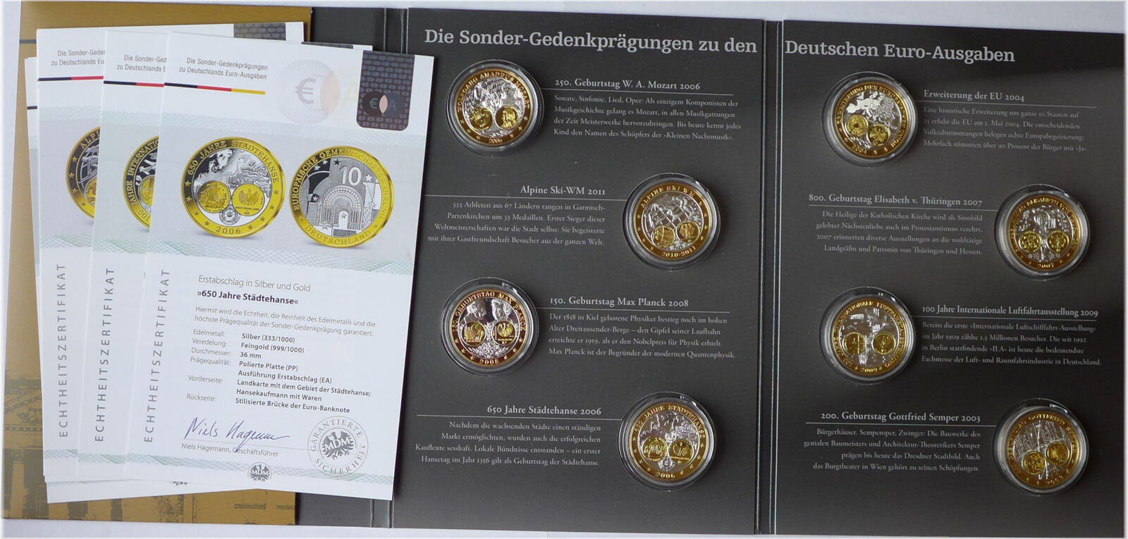 8 Gedenkprägungen - Erstabschlag versch. Jahre Die Sonder ...