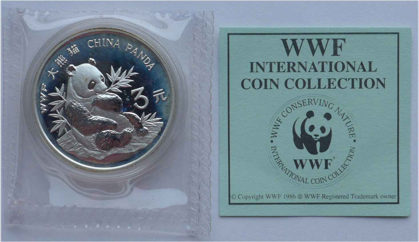 China 3 Yuan 1997 WWF Panda PP, angelaufen, in Folie verschweißt | MA-Shops