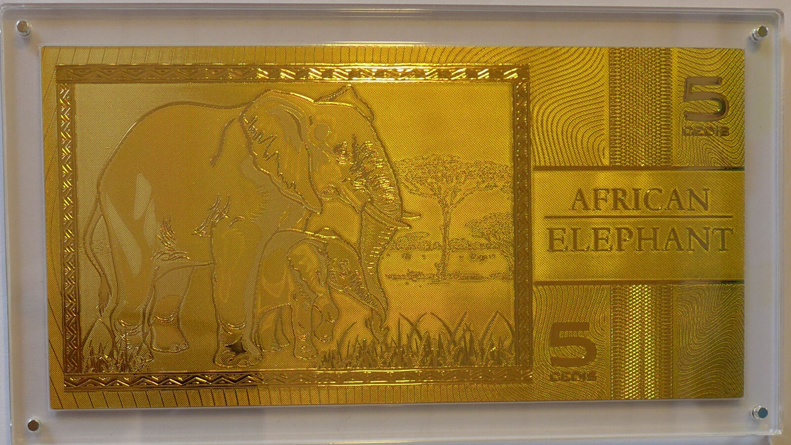 Ghana 5 Cedis 2020 Golden Banknotes - Elephant/Elefant - vergoldet unc ...