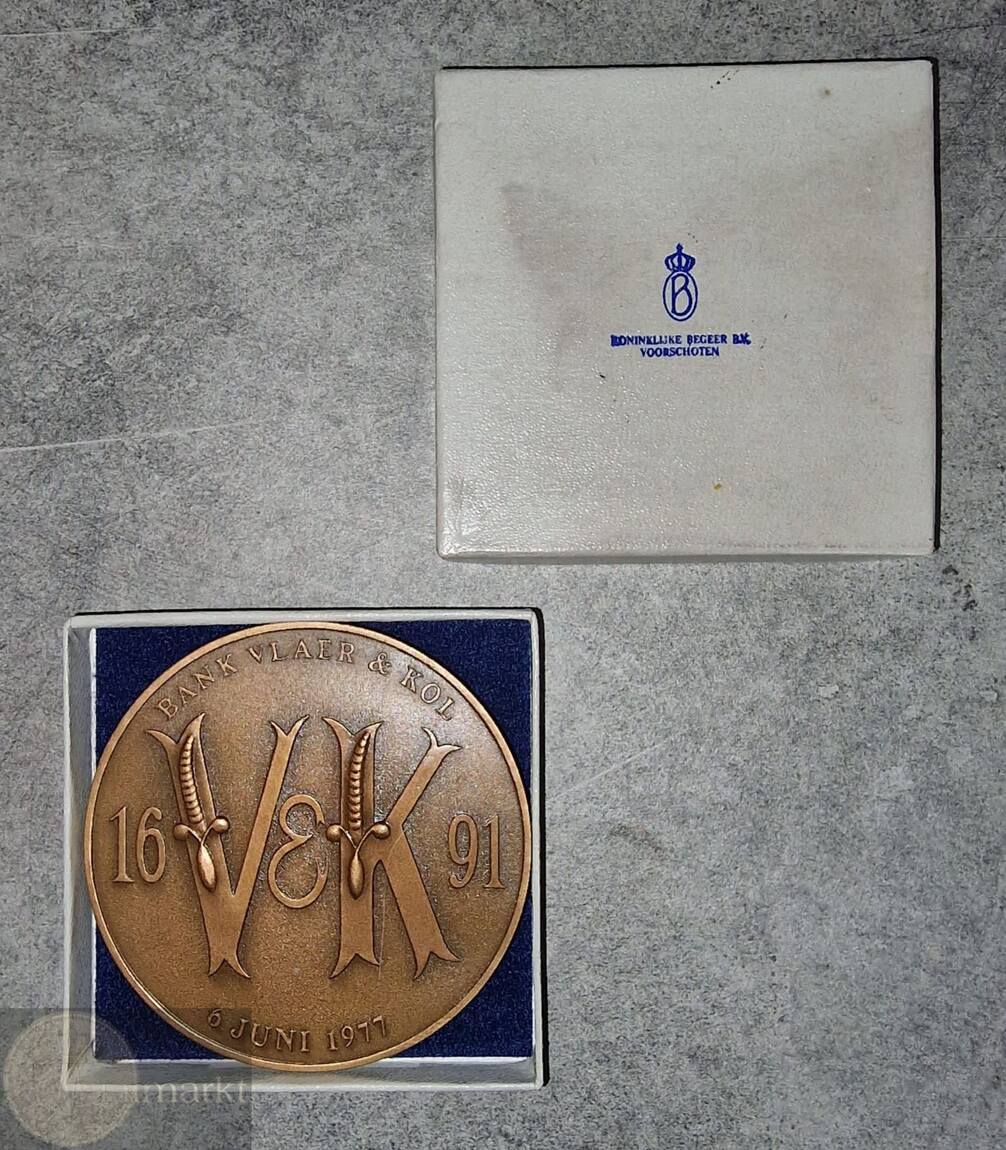 Koninkrijk der Nederlanden Historiepenning 1977 Utrecht: Overname van de Bank Vlaer en Kol door ...