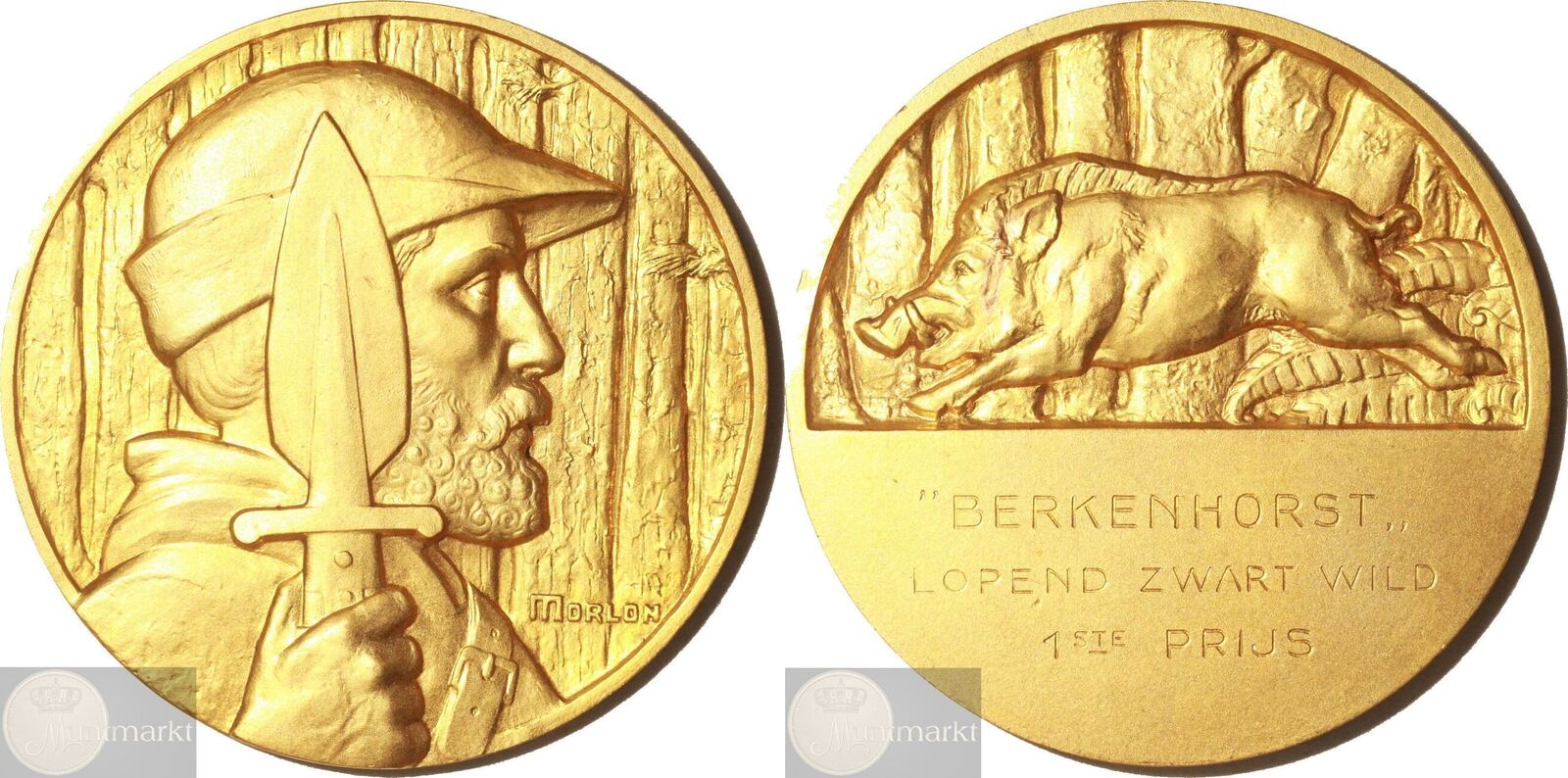 Koninkrijk der Nederlanden Historiepenning z.j. Chasseur au Sanglier ...