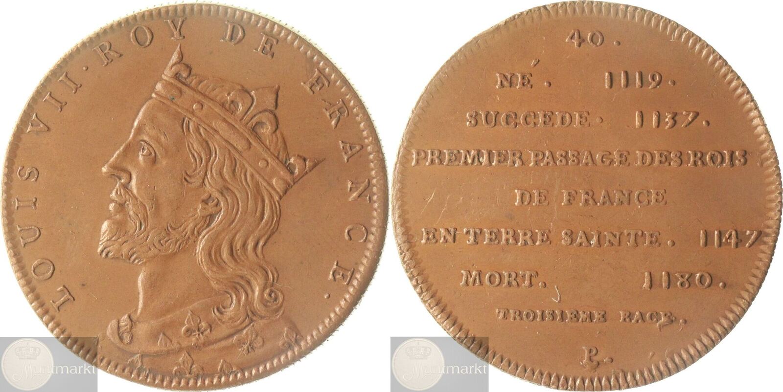 France Historical Medal n.d. Jeton Louis VII by Thomas Bernard VF/XF ...