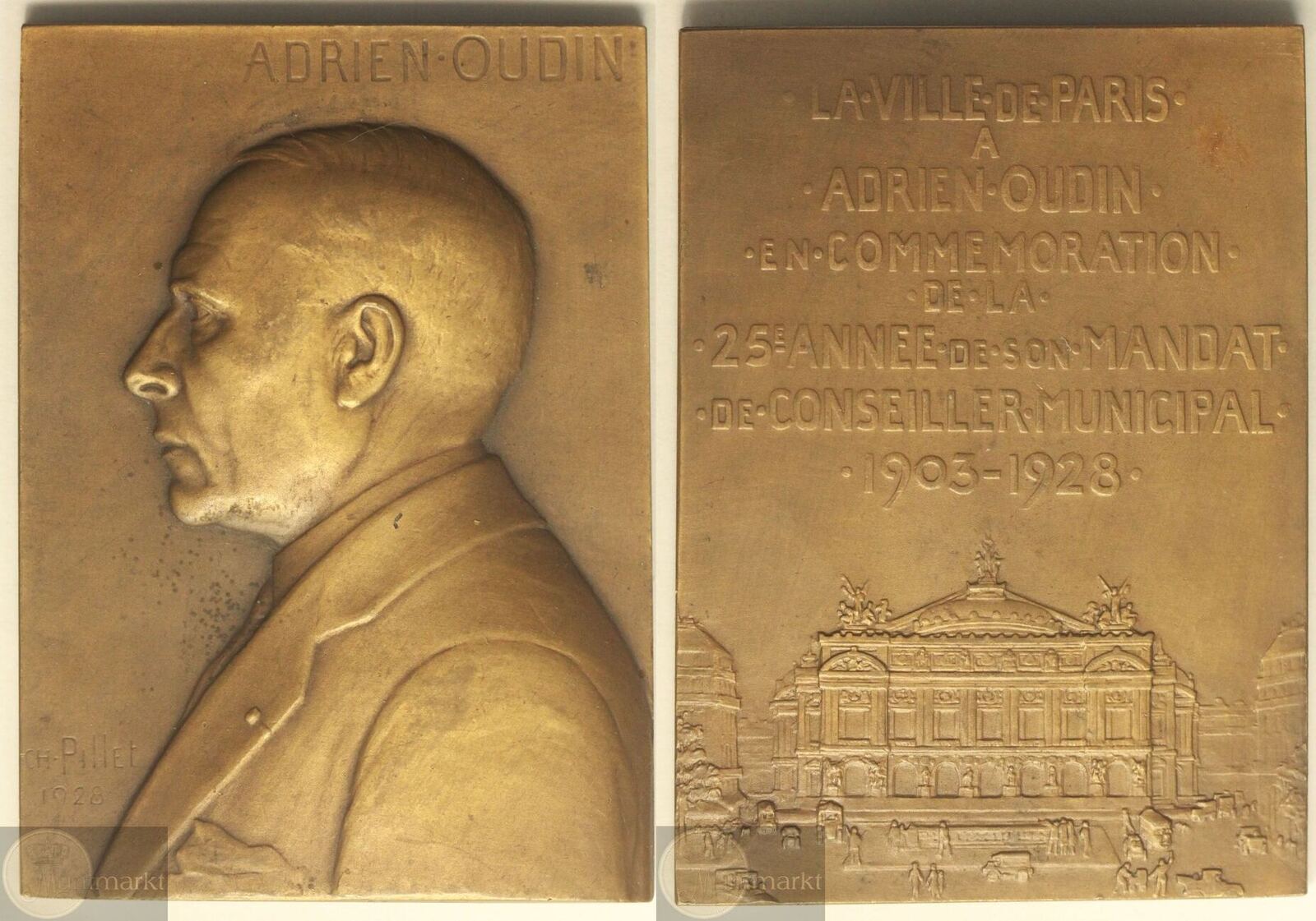 France Historical Medal 1928 Paris: 25th Anniversary of Adrien Oudin as ...