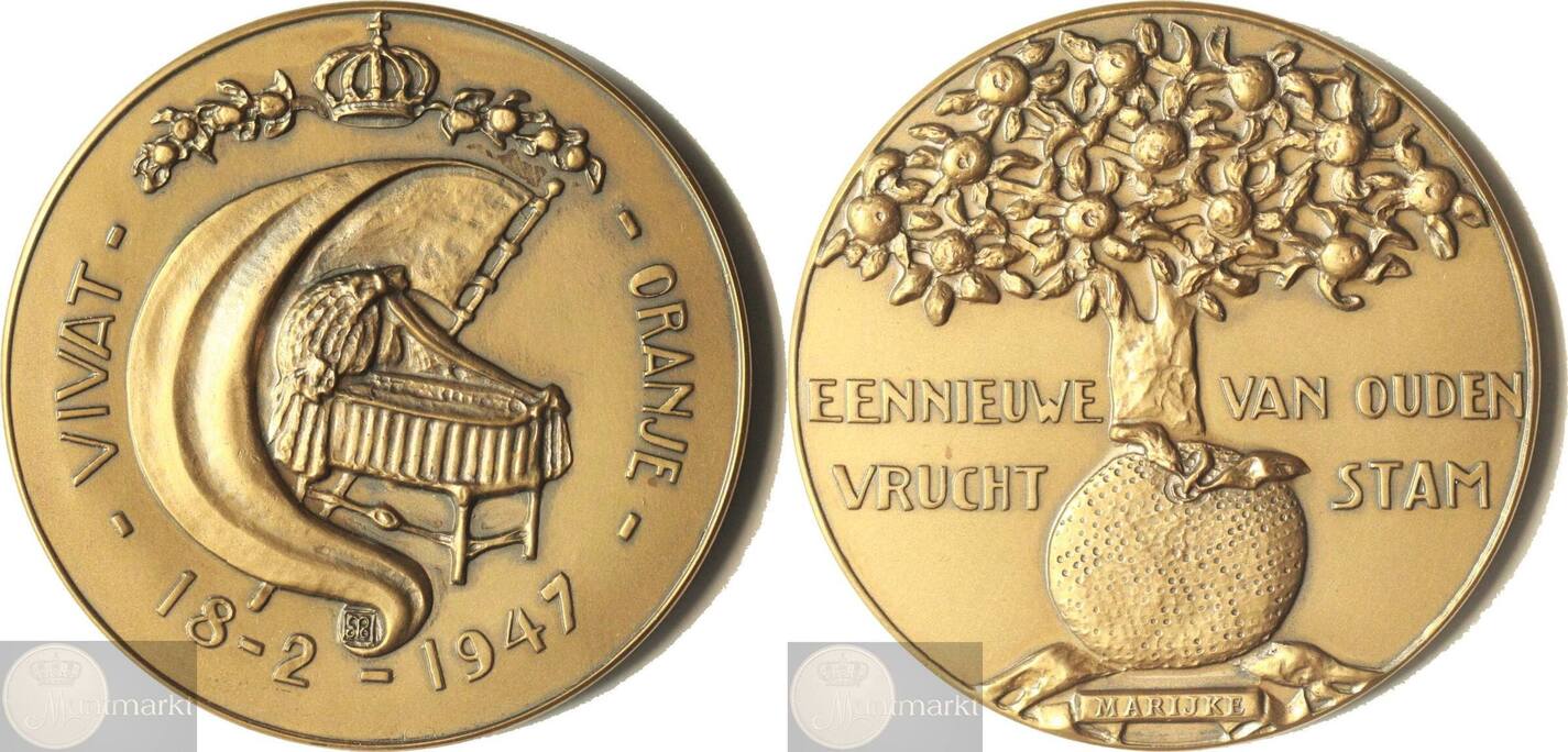 Koninkrijk der Nederlanden Historiepenning 1947 Geboorte van Prinses ...