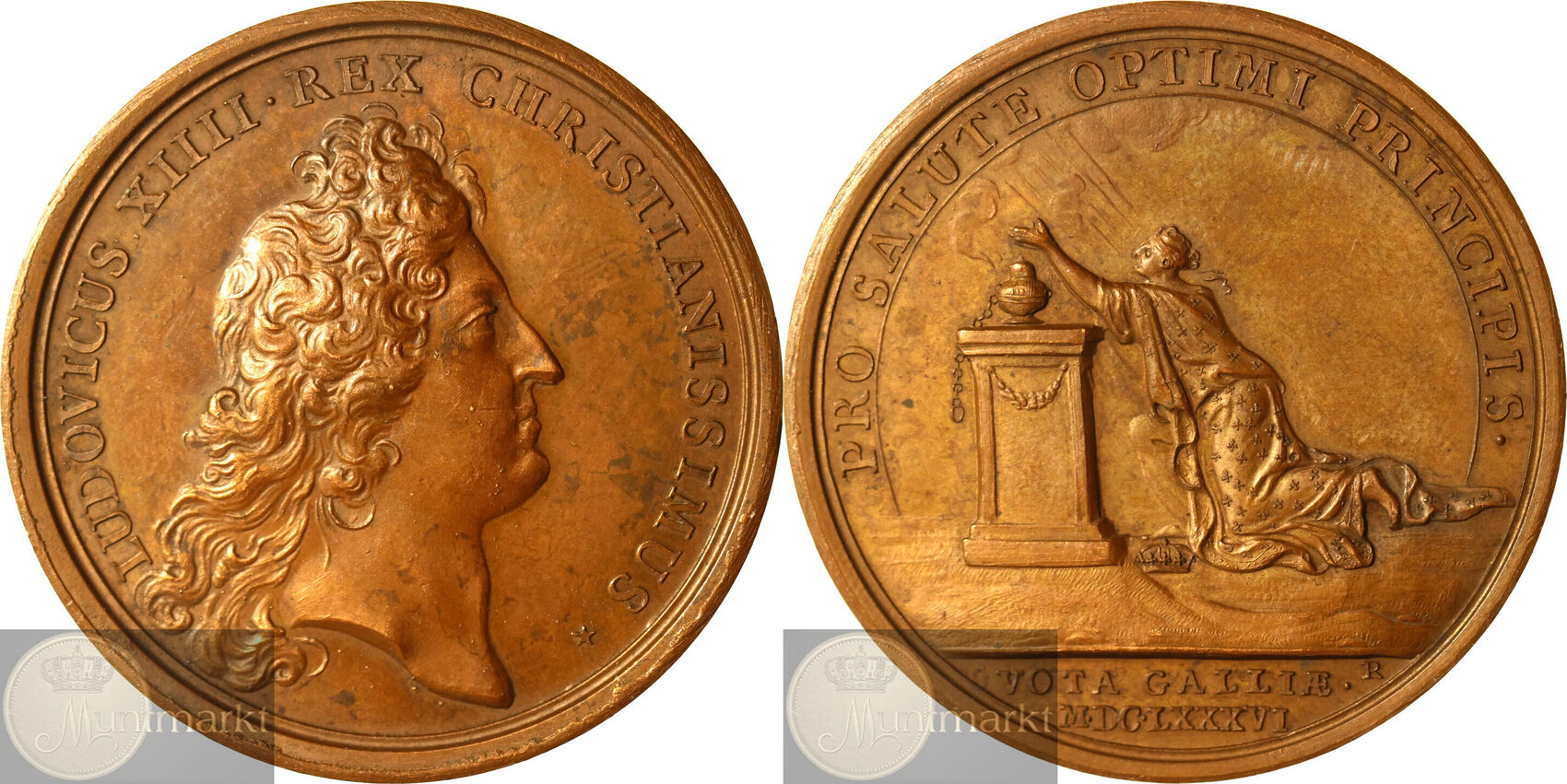 France Historical Medal 1686 La maladie du Roi - Louis XIV Illness by J ...