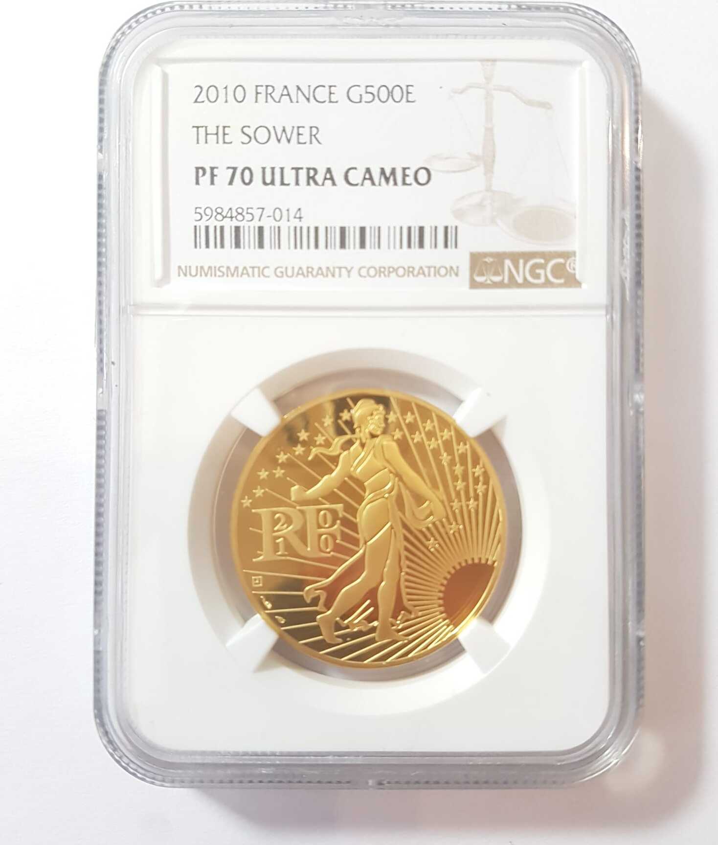 Frankrijk 500 euro 2010 La Semeuse in NGC slab PR70 12 gram goud PROOF ...