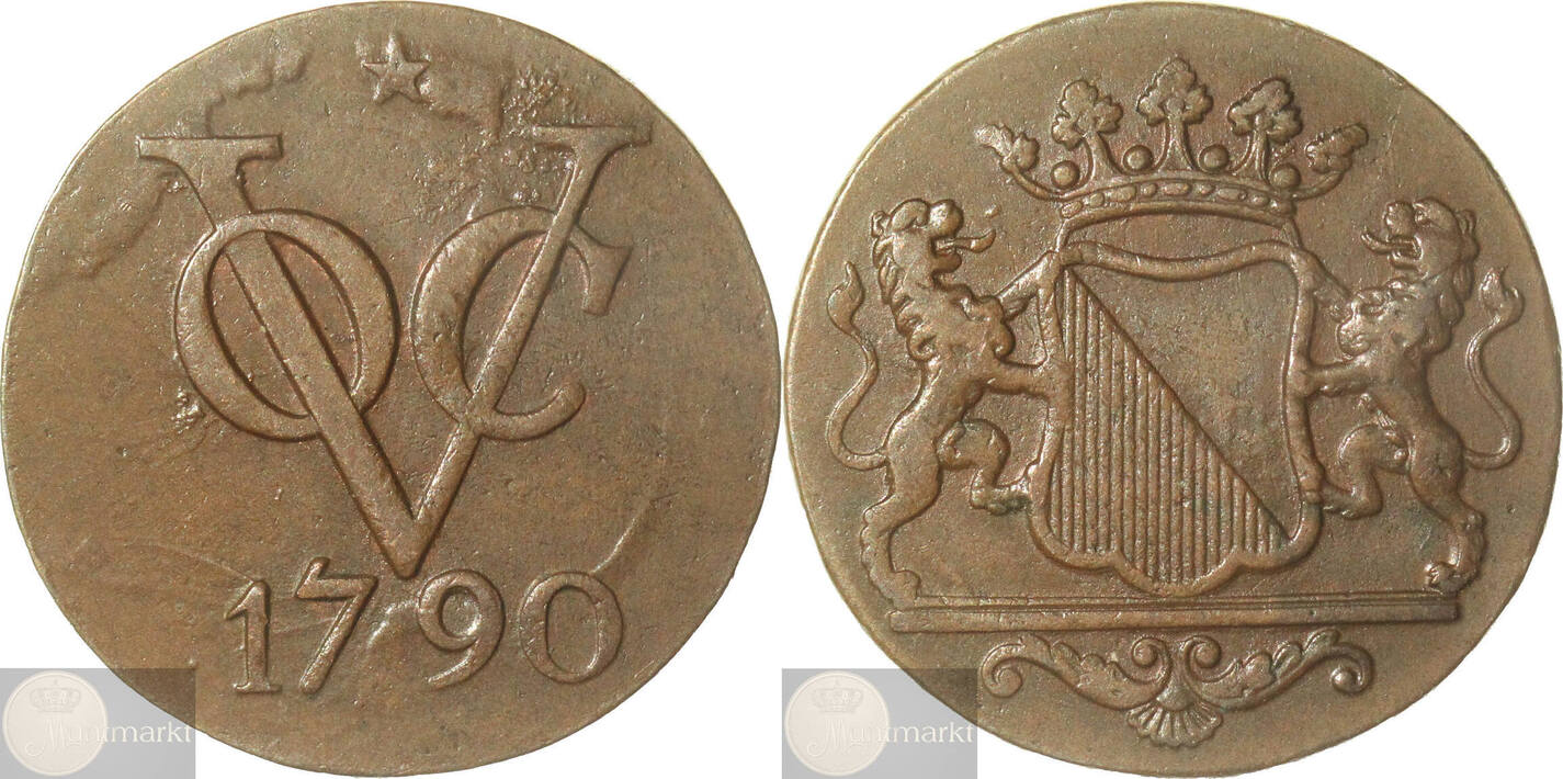 V.O.C. - Utrecht - Netherlands East Indies Dubbele duit 1790 ...