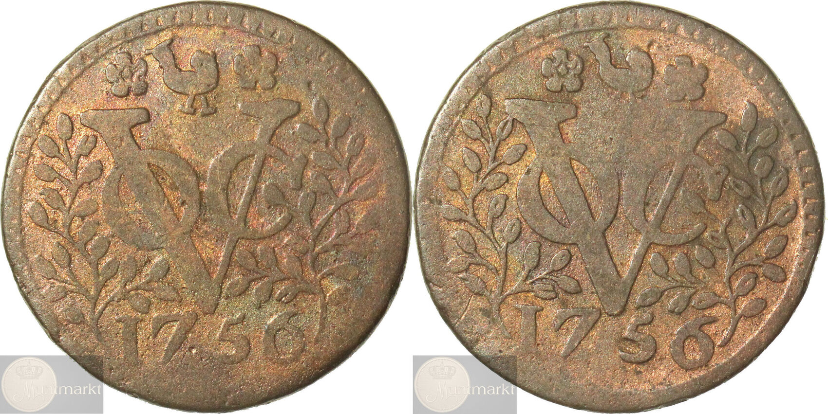 V.O.C. - West-Friesland - Netherlands East Indies Duit 1756 Republiek ...