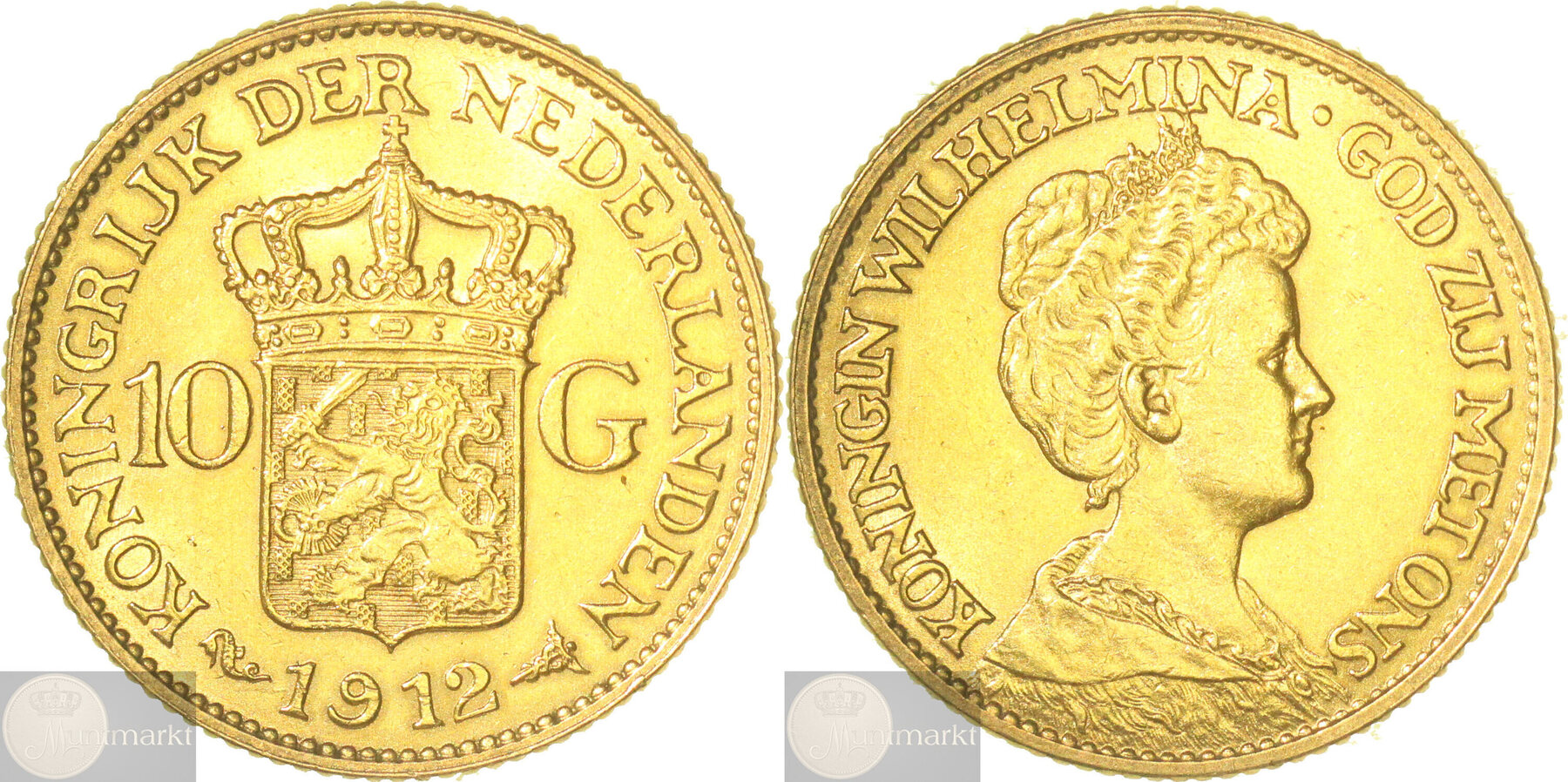 Koninkrijk Der Nederlanden 10 Gulden 1912 Wilhelmina GOUDEN Tientje koninkrijk-der-nederlanden-10-gulden-1912-wilhelmina-gouden-tientje